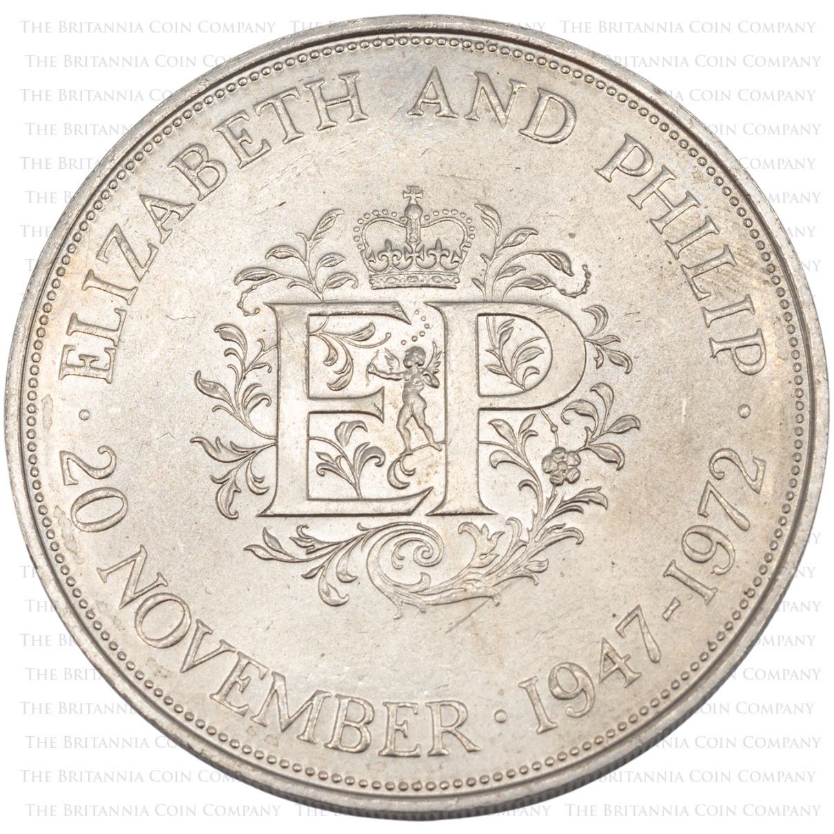 1972 Silver Wedding Crown Coin: Elizabeth & Philip