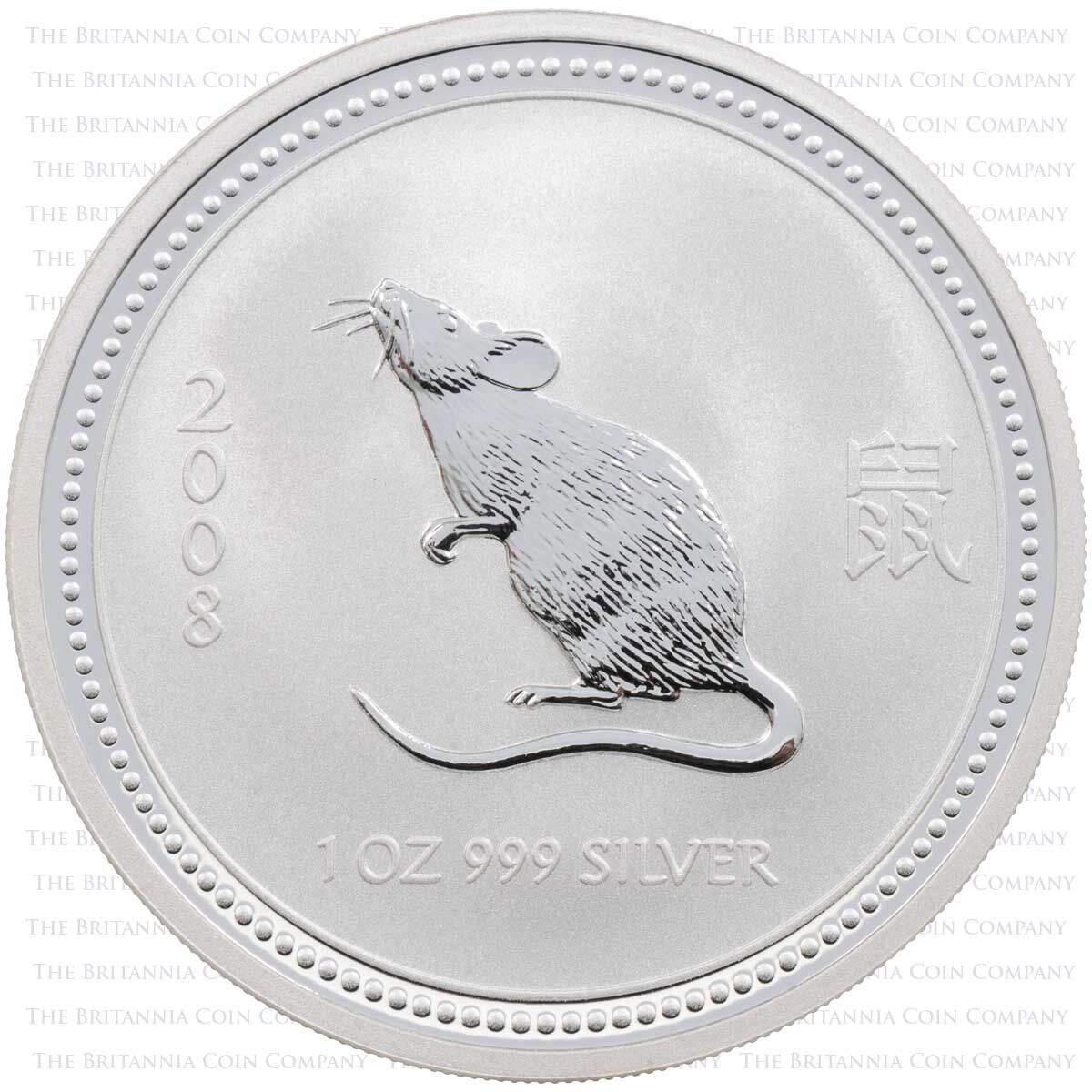Lunar Year Of The Rat 2008 Silver 1oz Perth Coin